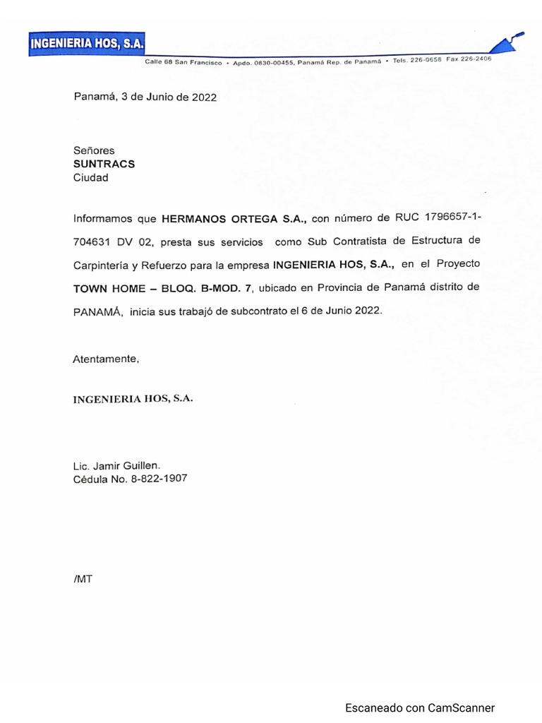 Carta de Inicio | PDF