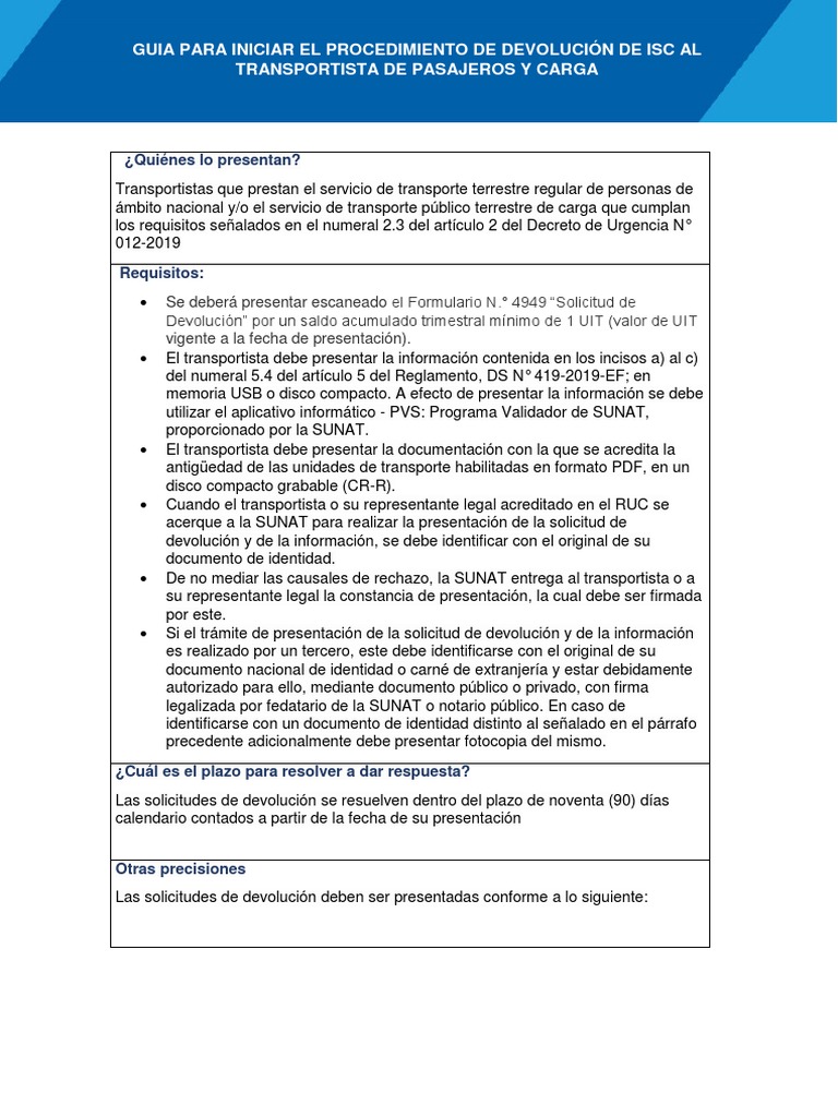 Guía Devolución ISC Transportistas | PDF | Negocios | Finanzas y dinero