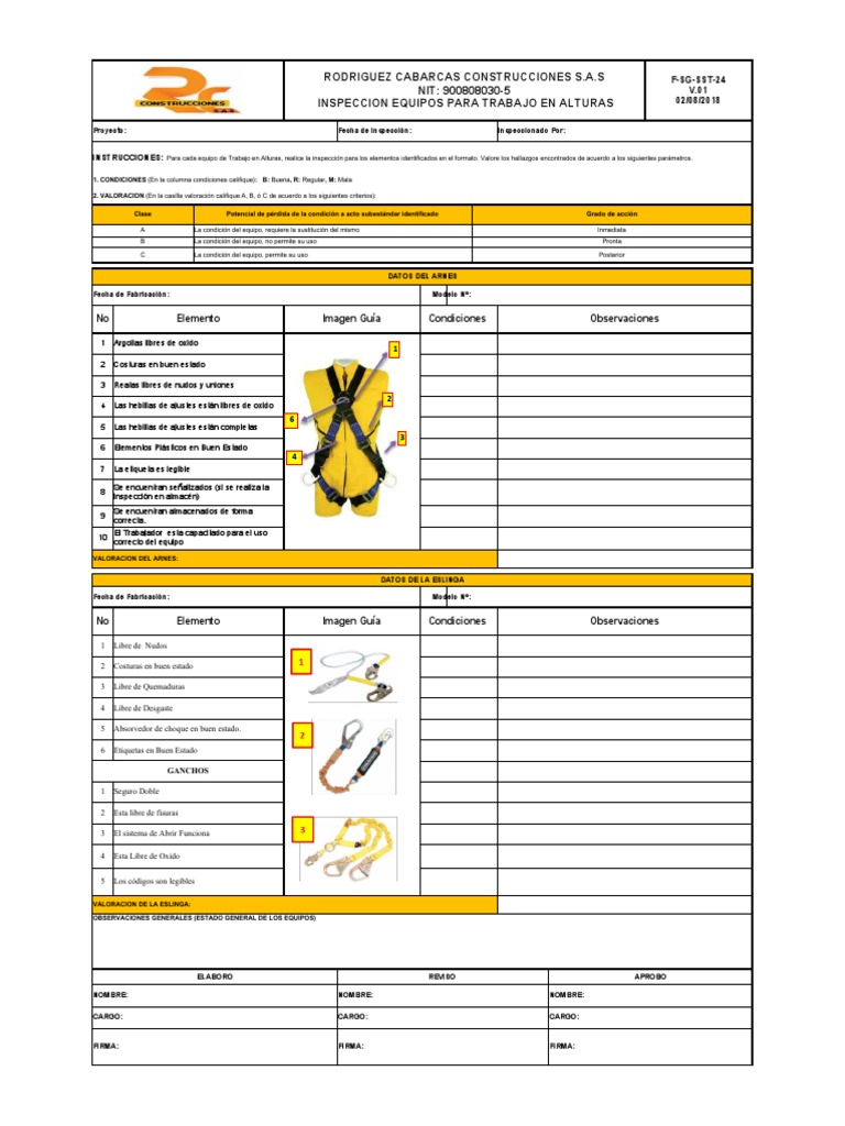 F-sg-sst-24 Inspeccion de Equipo para Trabajo en Alturas | PDF | Informática