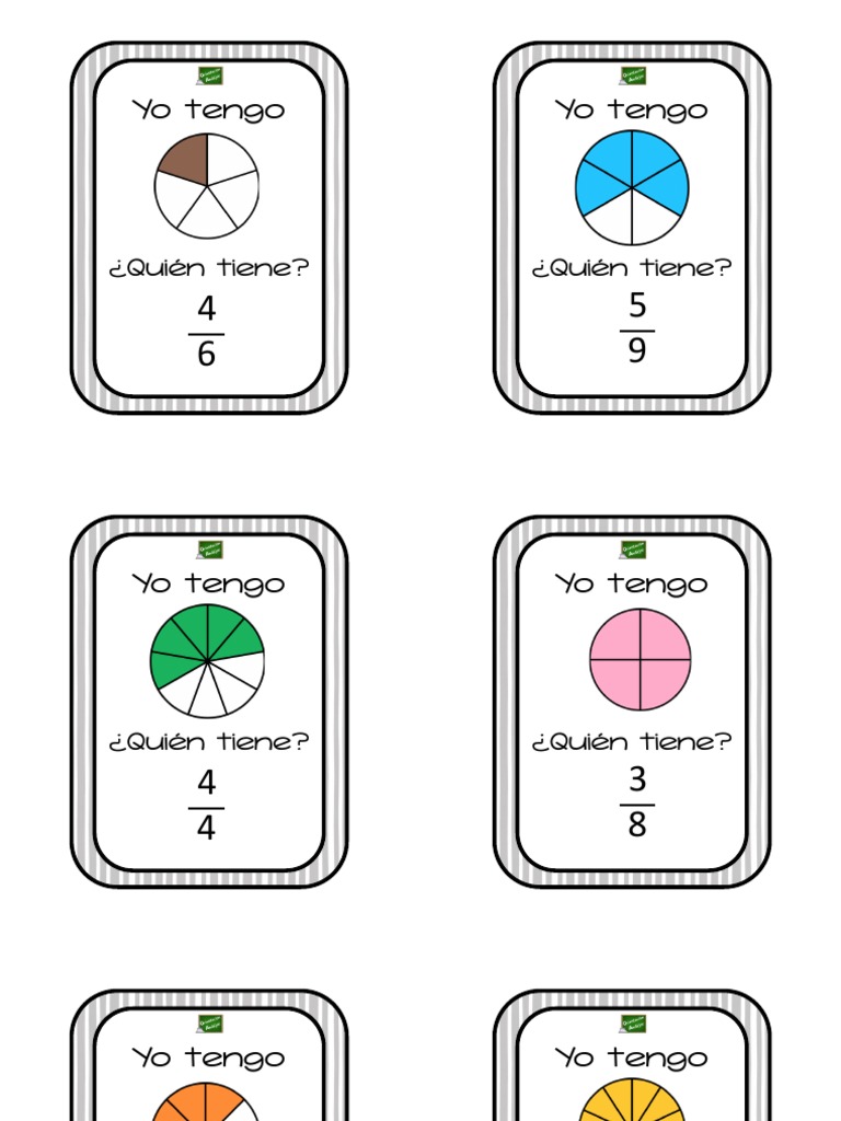 Tarjetas Quien Tiene Yo Tengo Fracciones | PDF