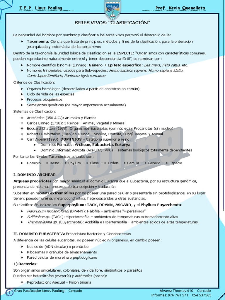 Bio 02 Pract - Seres Vivos Clasificacion | PDF | Las bacterias | Crustáceo