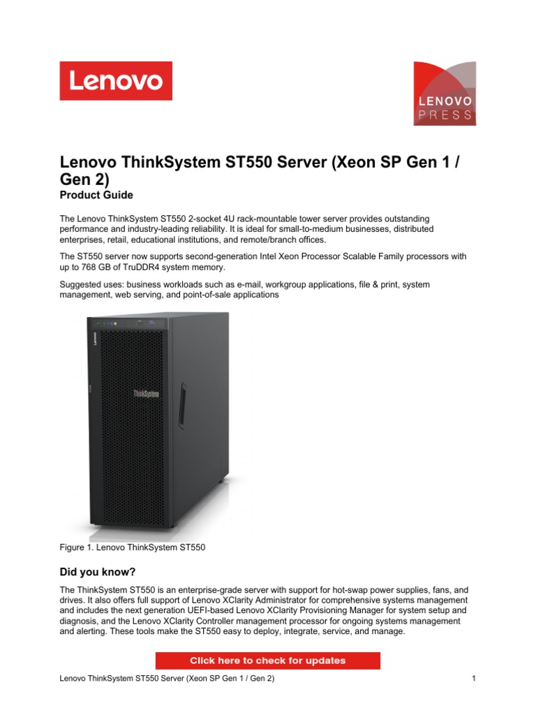 Lenovo ThinkSystem ST550 | PDF | Solid State Drive | Hard Disk Drive