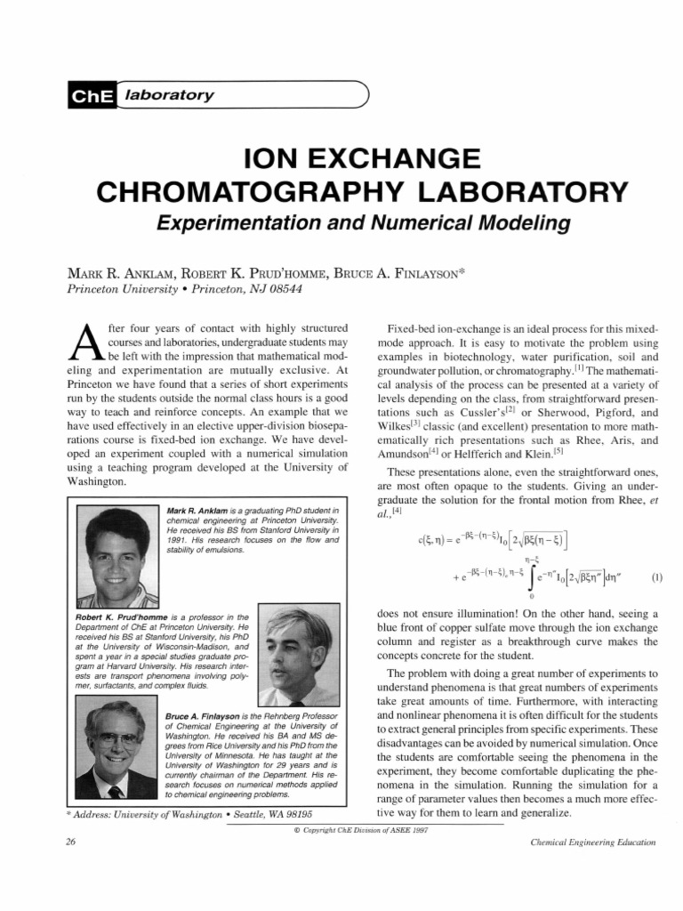 Ion Exchange Chromatography Laboratory: .Ta - ..Ij | PDF | Adsorption | Diffusion