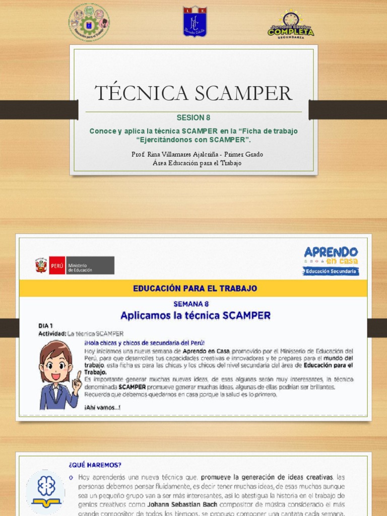Técnica Scamper: Sesion 8 Conoce y Aplica La Técnica SCAMPER en La "Ficha de Trabajo ...