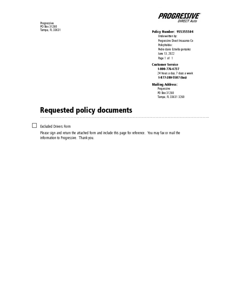 Excluded Drivers Form | PDF | Insurance | Legal Liability