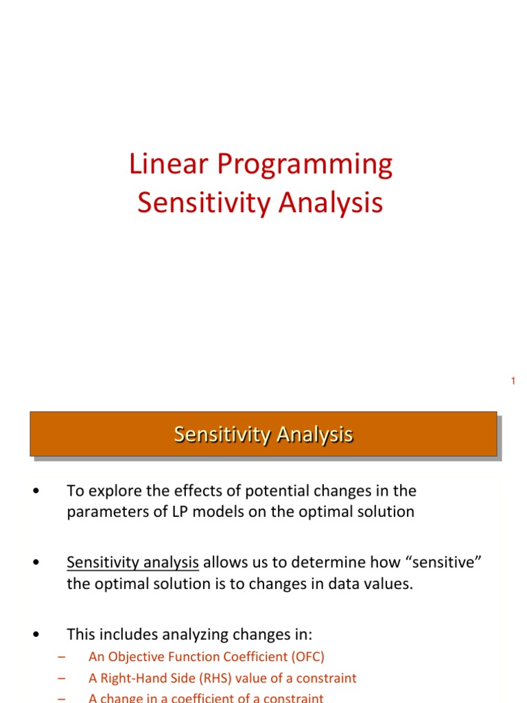 Linear Programming Sensitivity Analysis Pdf Mathematical Optimization Sensitivity Analysis