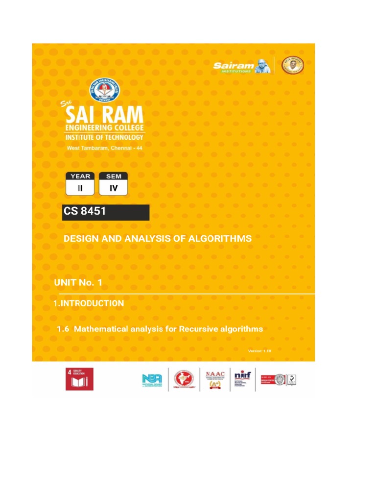 1.6 Mathematical Analysis For Recursive Algorithms | PDF | Recurrence ...