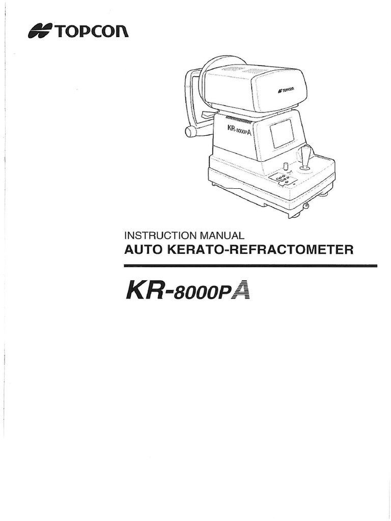 Topcon KR 8000PA AutoRefractor InstructionManual | PDF