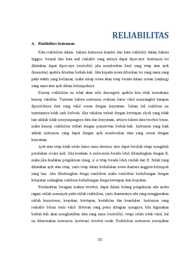 Jenis dan Tingkat Reliabilitas Instrumen | PDF | Sains & Matematika