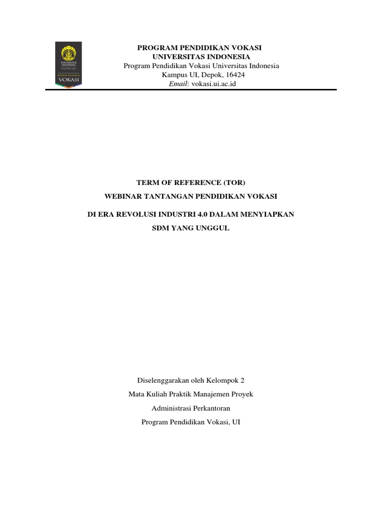 Term of Reference (TOR) Acara Webinar | PDF | Karier & Perkembangan