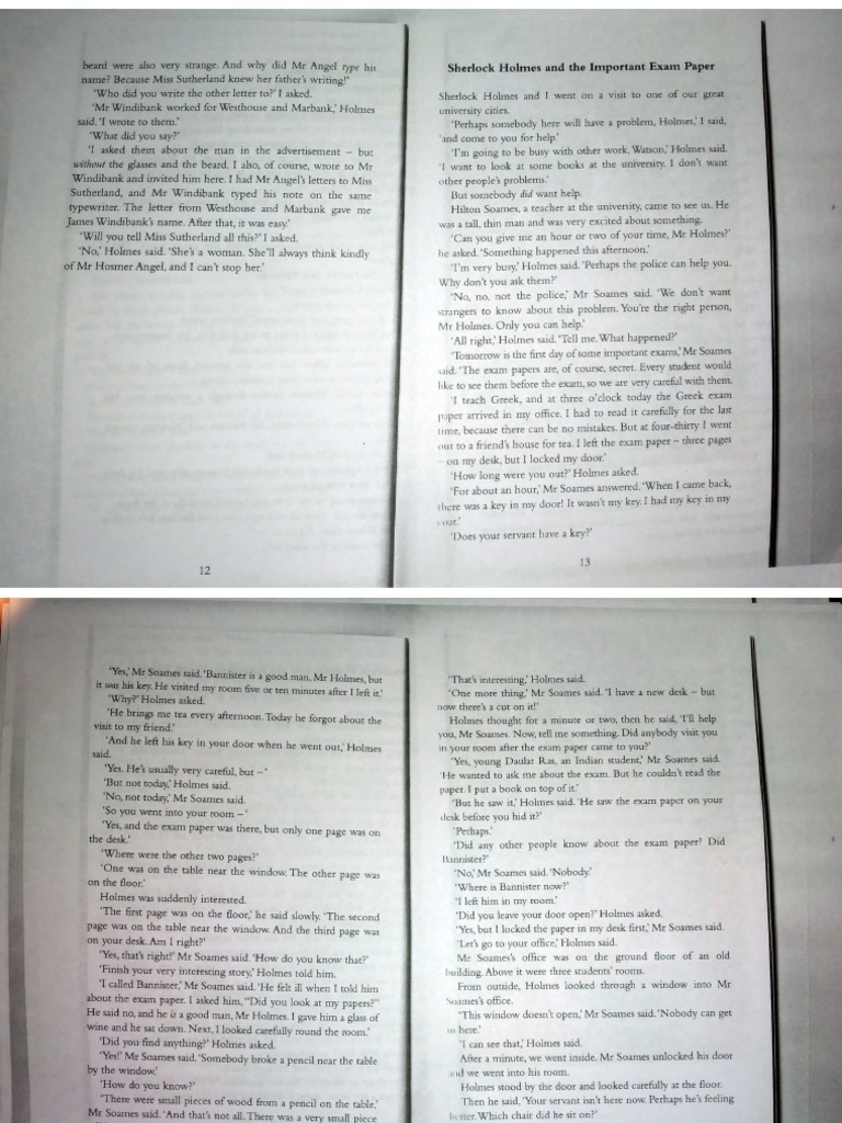 Sherlock Holmes and The Important Exam Paper | PDF