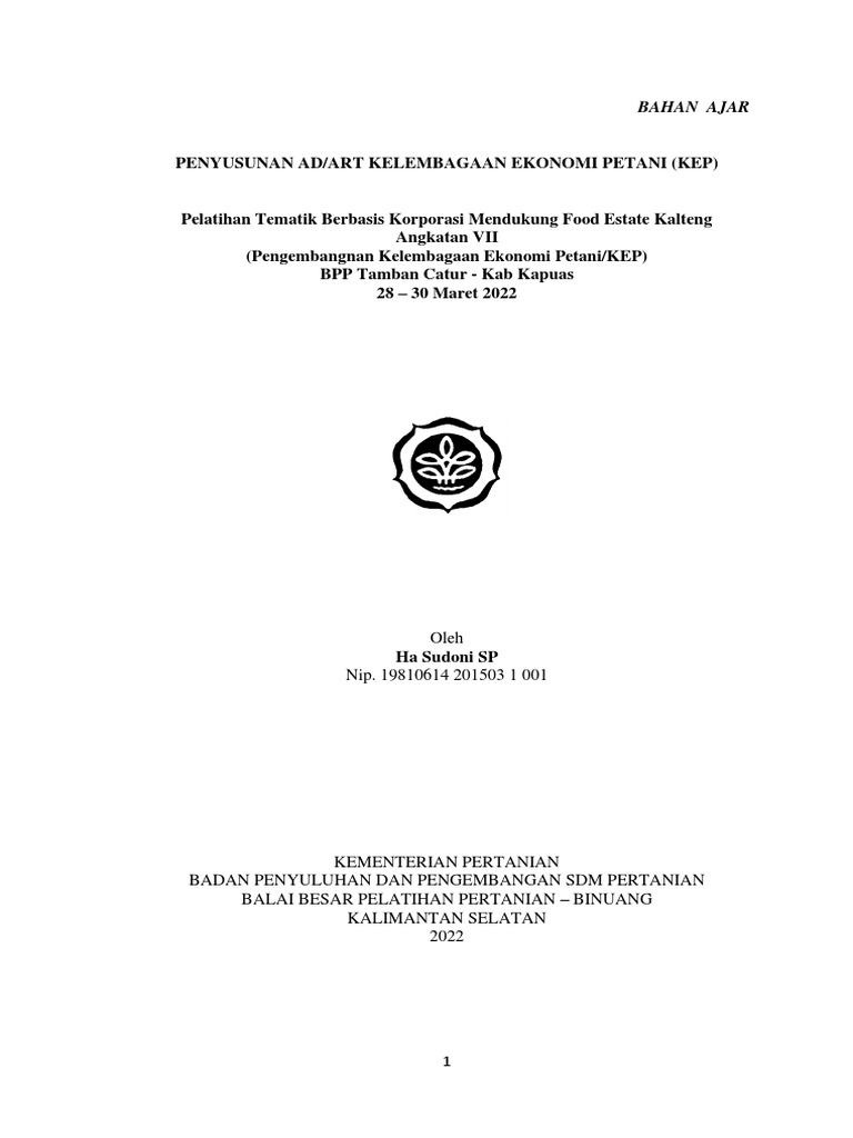 03 Bahan Ajar Penyusunan AD ART AD ART KEP | PDF