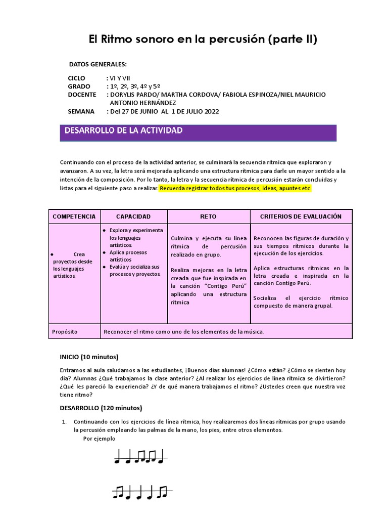 Act3 - Exp3 Vi-Vii Ciclo | PDF | Ritmo | Rima