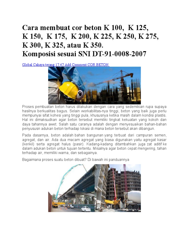 Macam Cara Membuat Cor Beton | PDF