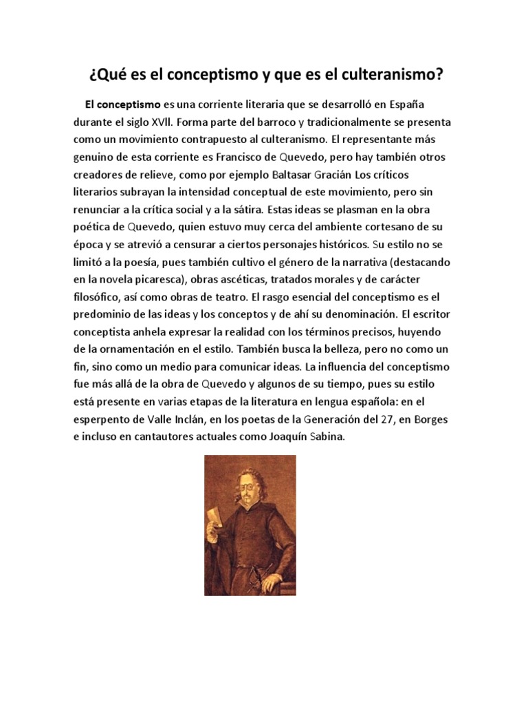 Qué Es El Conceptismo y Que Es El Culteranismo | PDF | Barroco | Las artes
