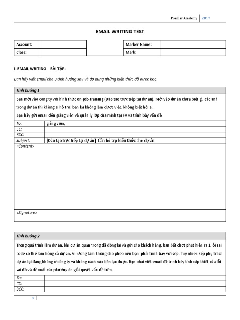 FA - Email Writing Test | PDF