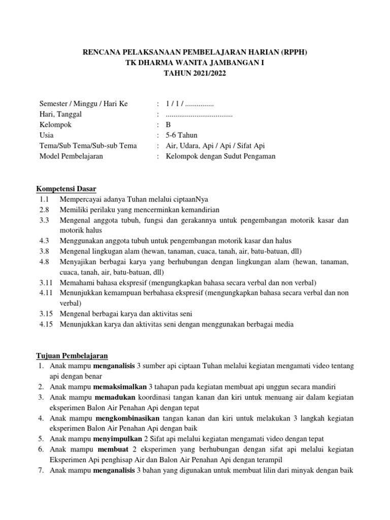 RPPH Sifat Api | PDF