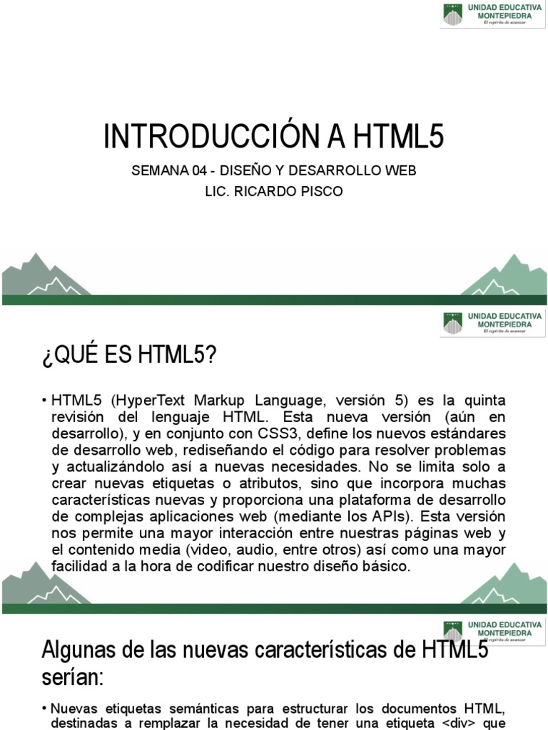 Semana 04 - Introducción A Html5 | PDF | HTML | HTML5