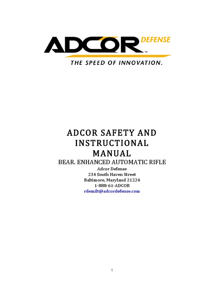 Adcor Ar Manual | PDF | Rifle | Trigger (Firearms)