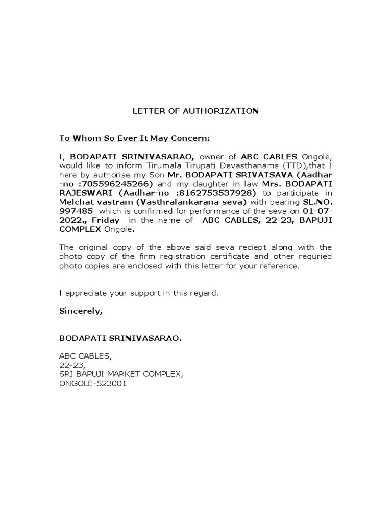 TTD Letter | PDF | Business