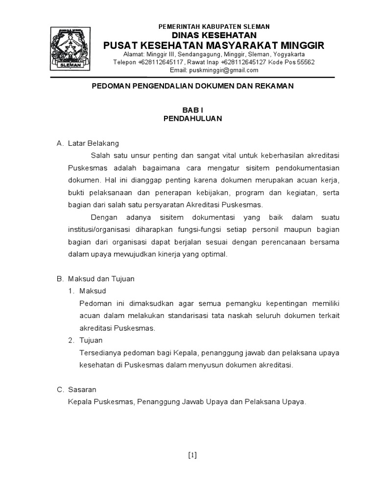Contoh Pedoman Pengelolaan Dokumen | PDF
