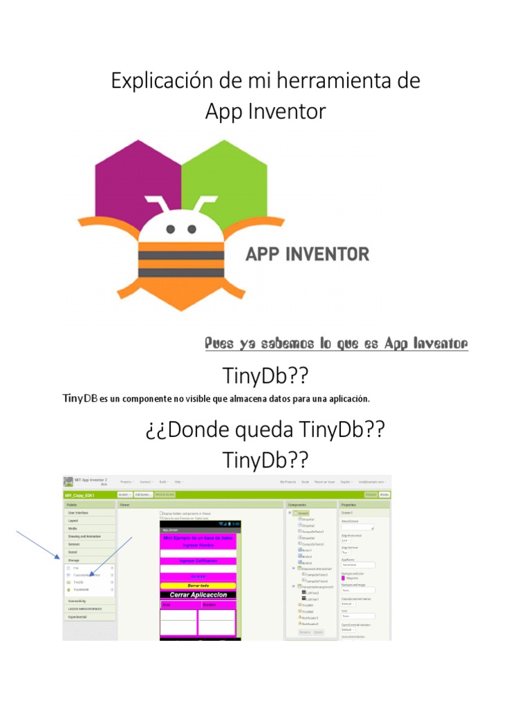 Guía de TinyDB en App Inventor | PDF | Negocios | Informática