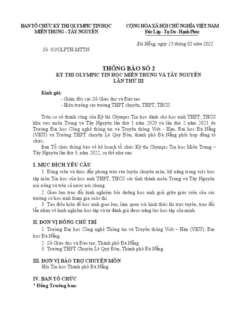 TB2 - Olympic - Mien Trung Tay Nguyen 2022 Final | PDF