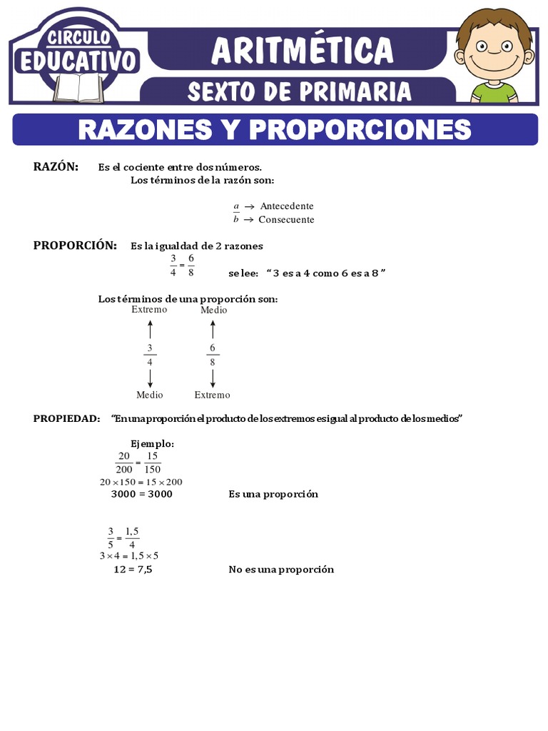Ejercicios de Razones y Proporciones 6to | PDF