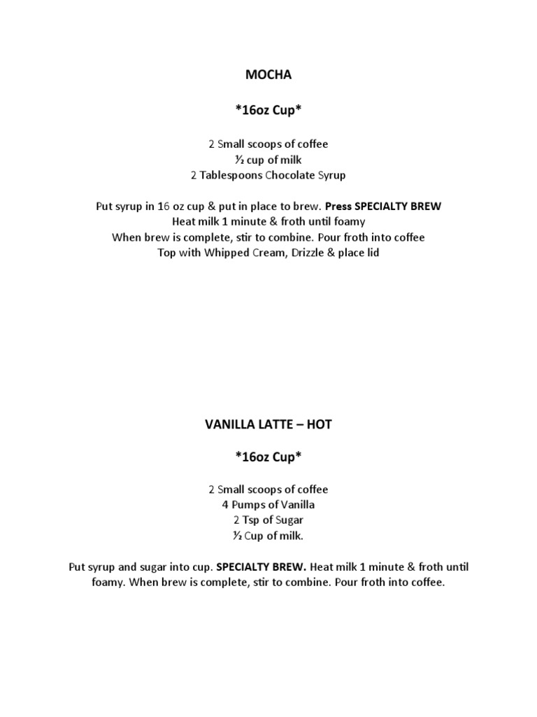 Coffee Shop Recipes | PDF | Caramel | Food Ingredients