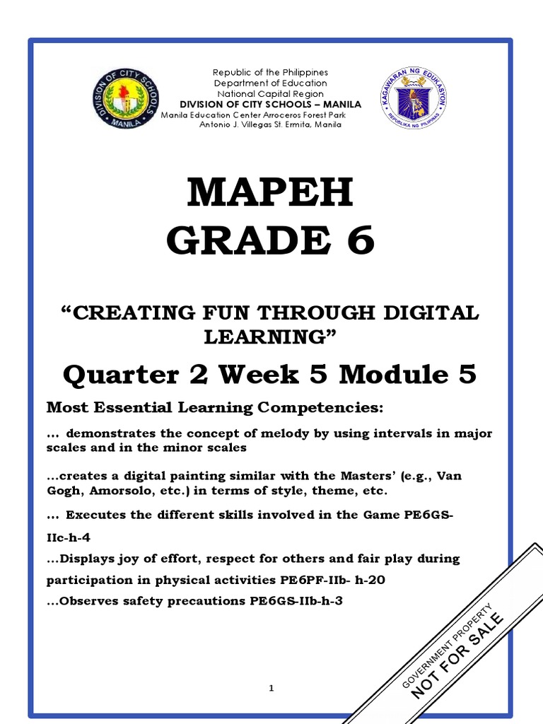 Mapeh Grade 6: Quarter 2 Week 5 Module 5 | PDF | Graphic Design | Piano