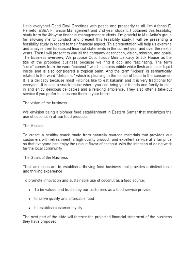 Coco-licious Mini Delicacy Feasibility Study | PDF | Equity (Finance ...
