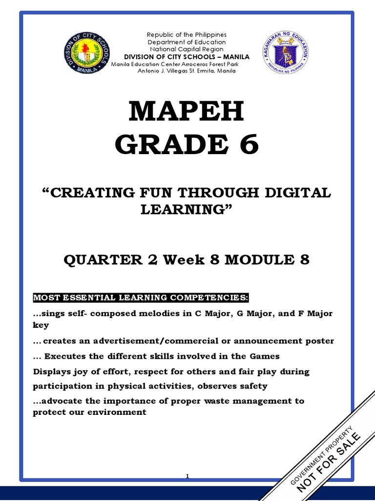 Mapeh Grade 6: "Creating Fun Through Digital Learning" | PDF | Waste ...
