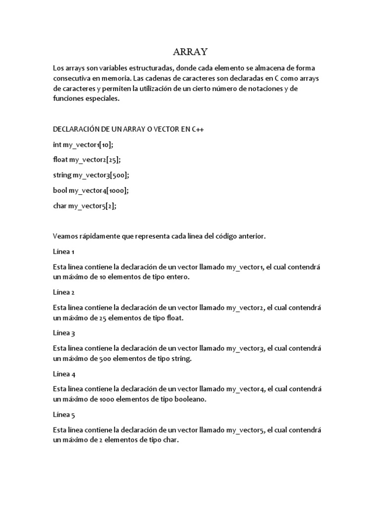 Arreglos y Array | PDF | Estructura de datos de matriz | C