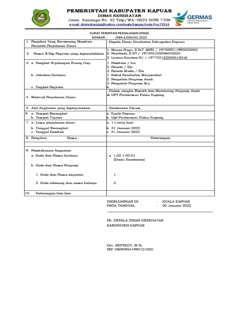 Contoh SPPD Depan | PDF