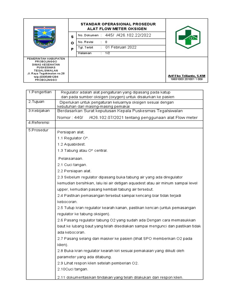 Sop Alat Flowmeter | PDF