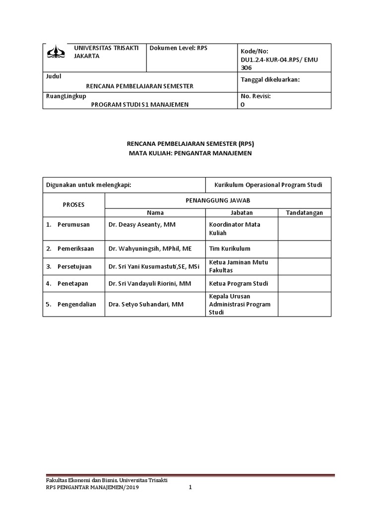 Final Rps OBE Pengantar Manajemen 31082020 | PDF