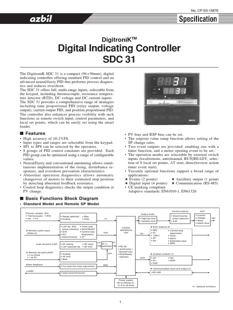 Digital Indicating Controller SDC 31: Digitronik | PDF | Power Supply ...
