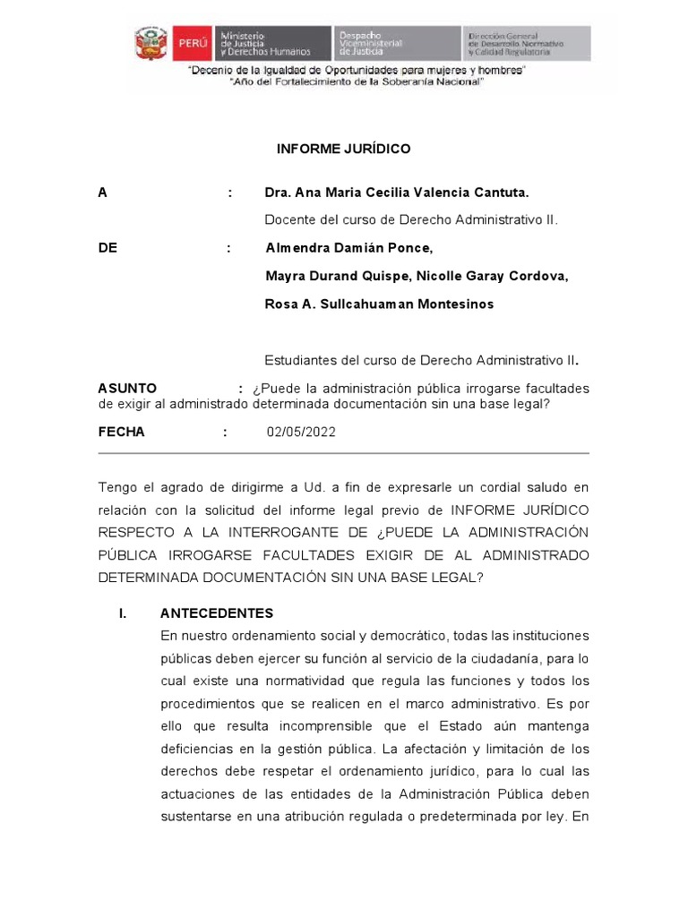 Informe Administrativo | Descargar gratis PDF | Debido al proceso | Ley ...