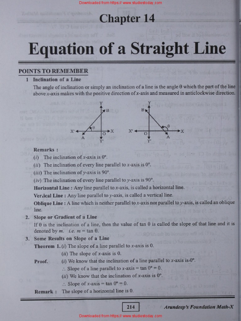 ICSE Class 10 Maths Chapter 14 Equation of A Straight Line | PDF ...