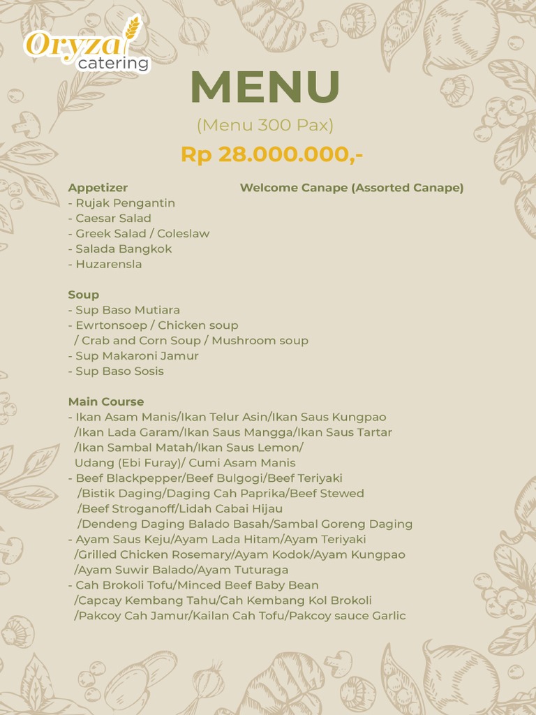 Menu 300 Pax | PDF