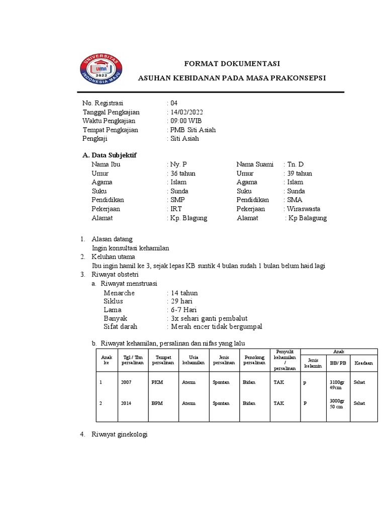 Soap Prakonsepsi 4 | PDF