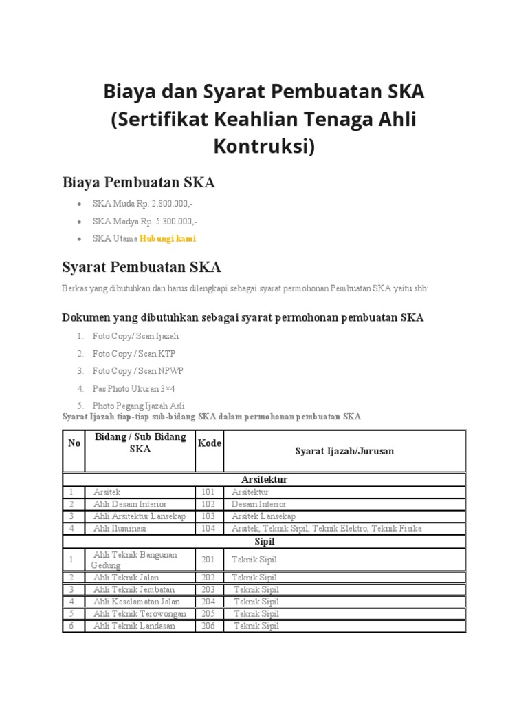 Biaya Dan Syarat Pembuatan SKA | PDF
