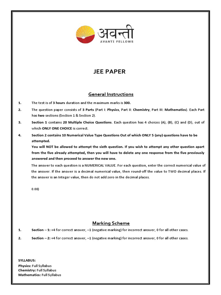 ENABLED JEE PAPER 4 (VMCJEEP4) - Edited | PDF | Inductor | Line (Geometry)
