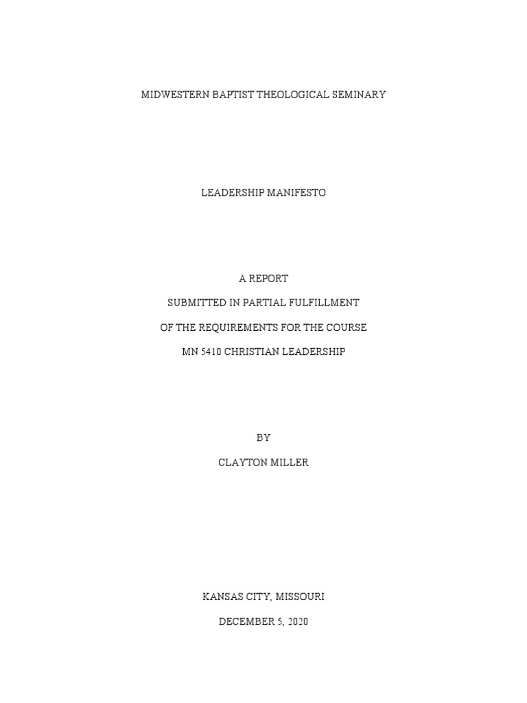 Leadership Manifesto Rough Draft | PDF | David | Paul The Apostle