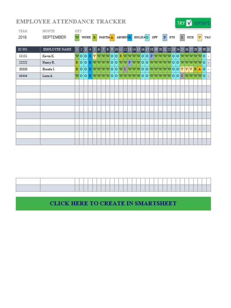 Employee Attendance Tracker Template | PDF