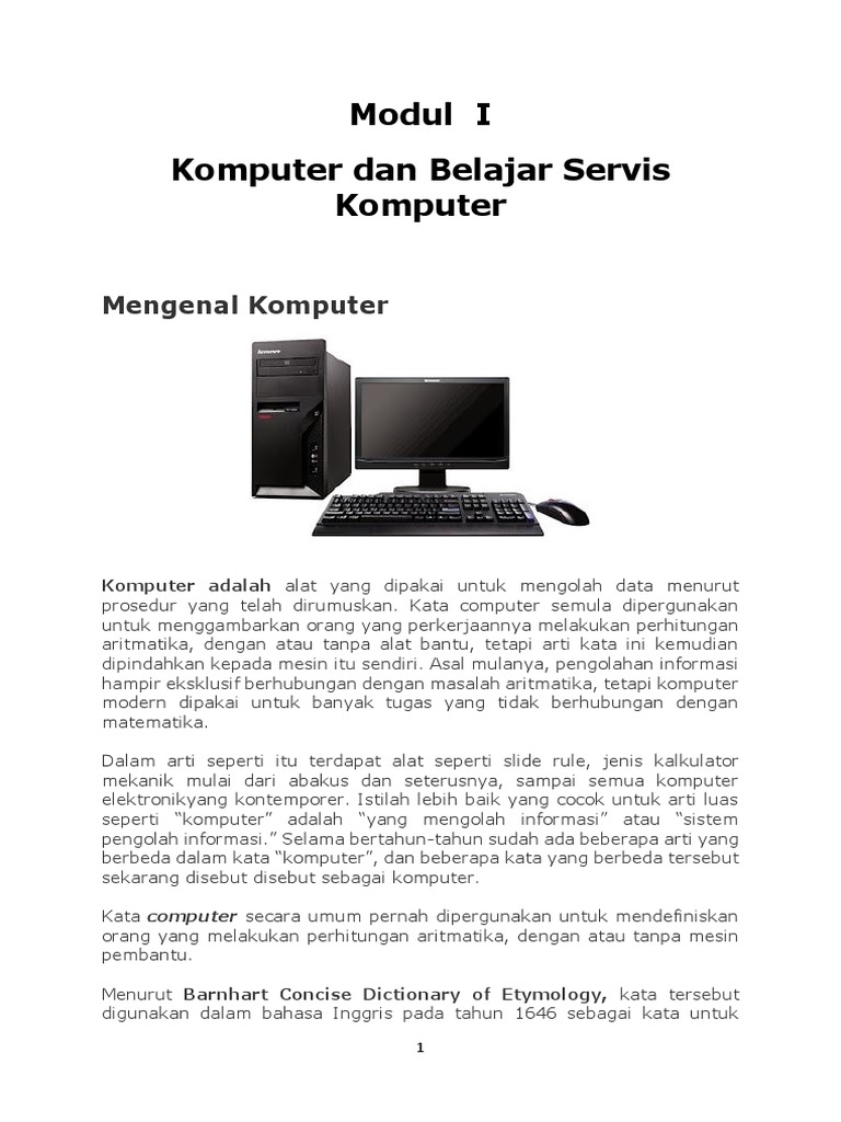 MENGENAL KOMPUTER DAN KOMPONEN PENTINGNYA | PDF