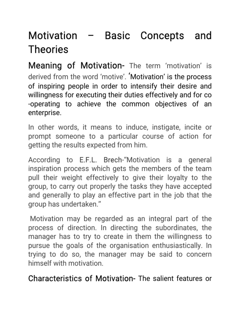 Motivation: Concepts and Theories | PDF