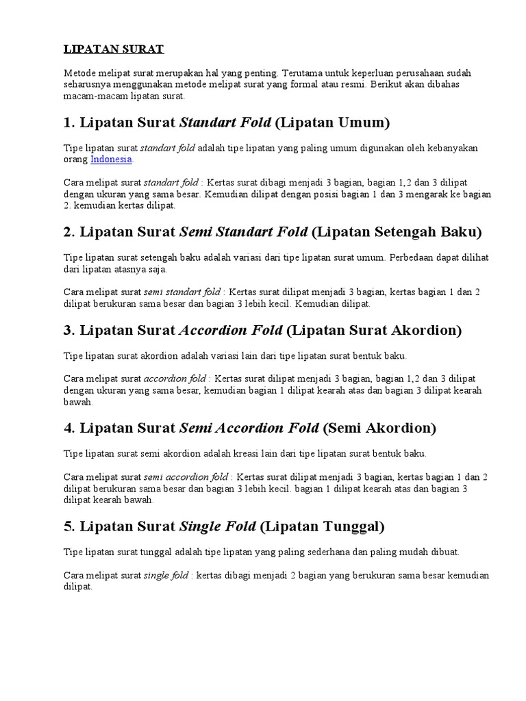 Macam-Macam Lipatan Surat Resmi | PDF | Griya & Taman