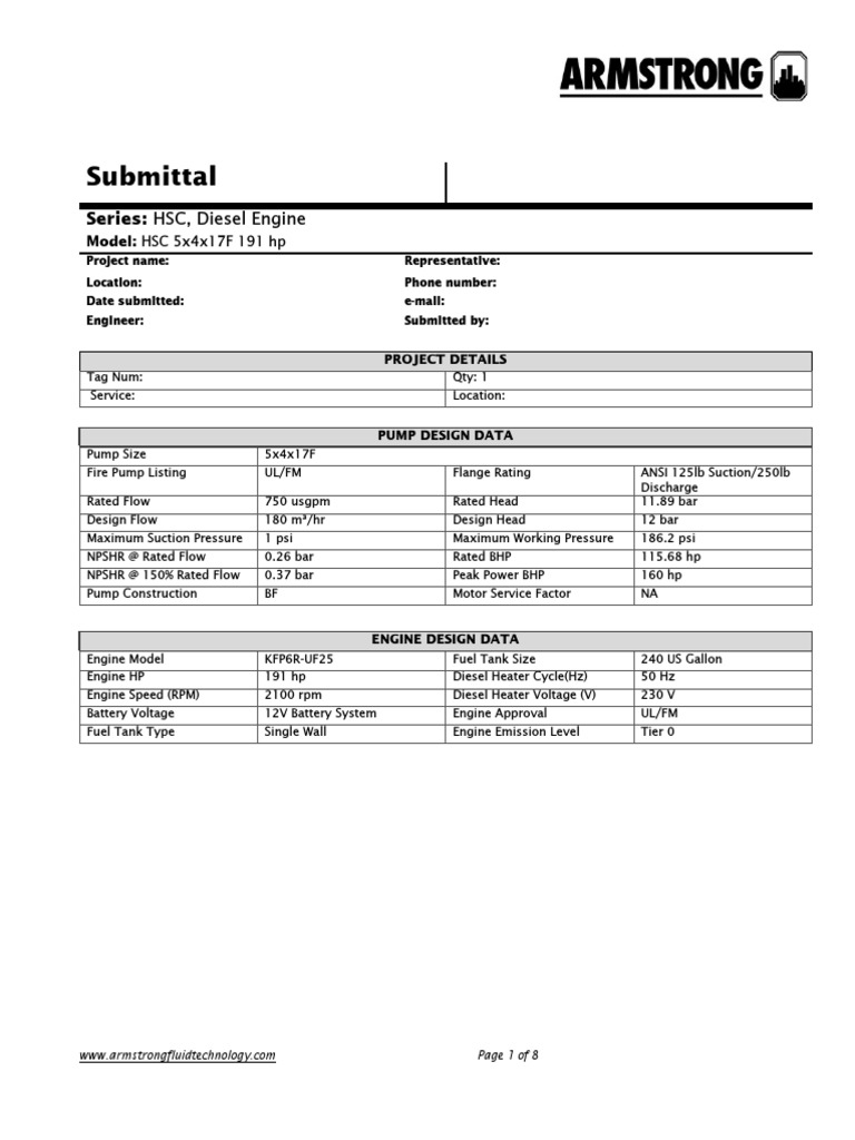 Submittal: Series: HSC, Diesel Engine | PDF | Horsepower | Engines