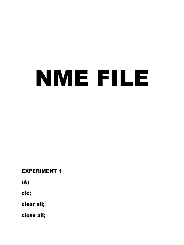 Nme File: Experiment 1 (A) CLC Clear All Close All | Download Free PDF ...